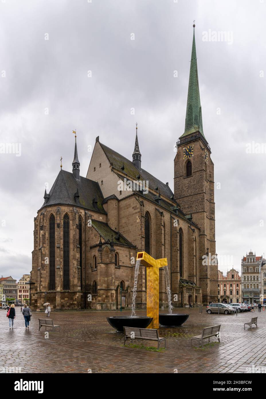 Plzen, Czech Republic - 24 September, 2021: view of the golden ...