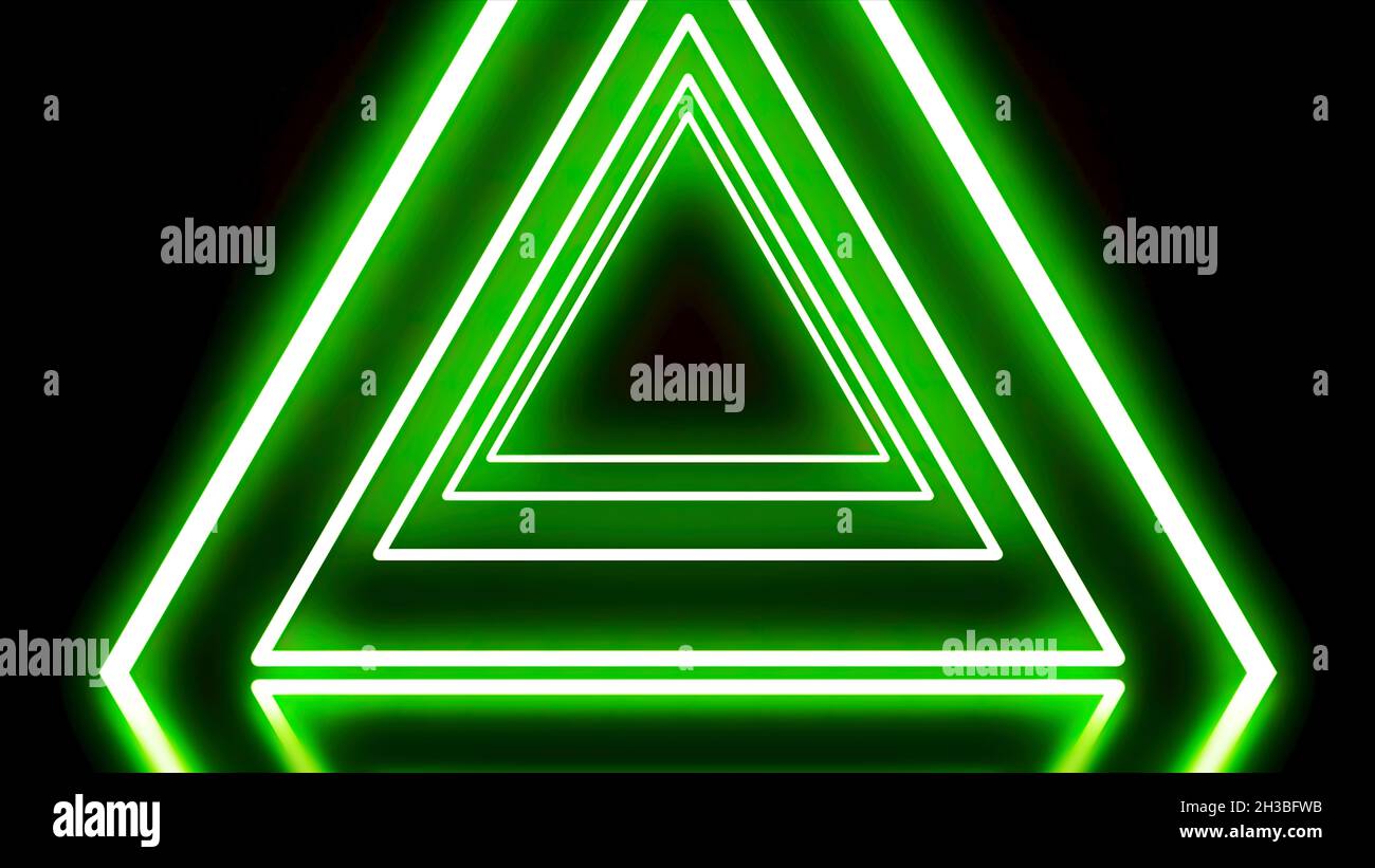 Neon triangular animation. Animation of neon tunnel consisting of ...