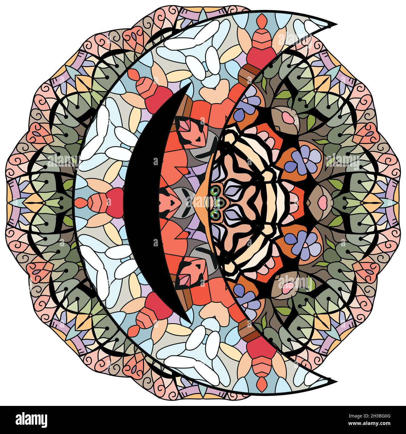 Moon sign with mandala, astrology concept art. Tattoo design. Horoscope ...