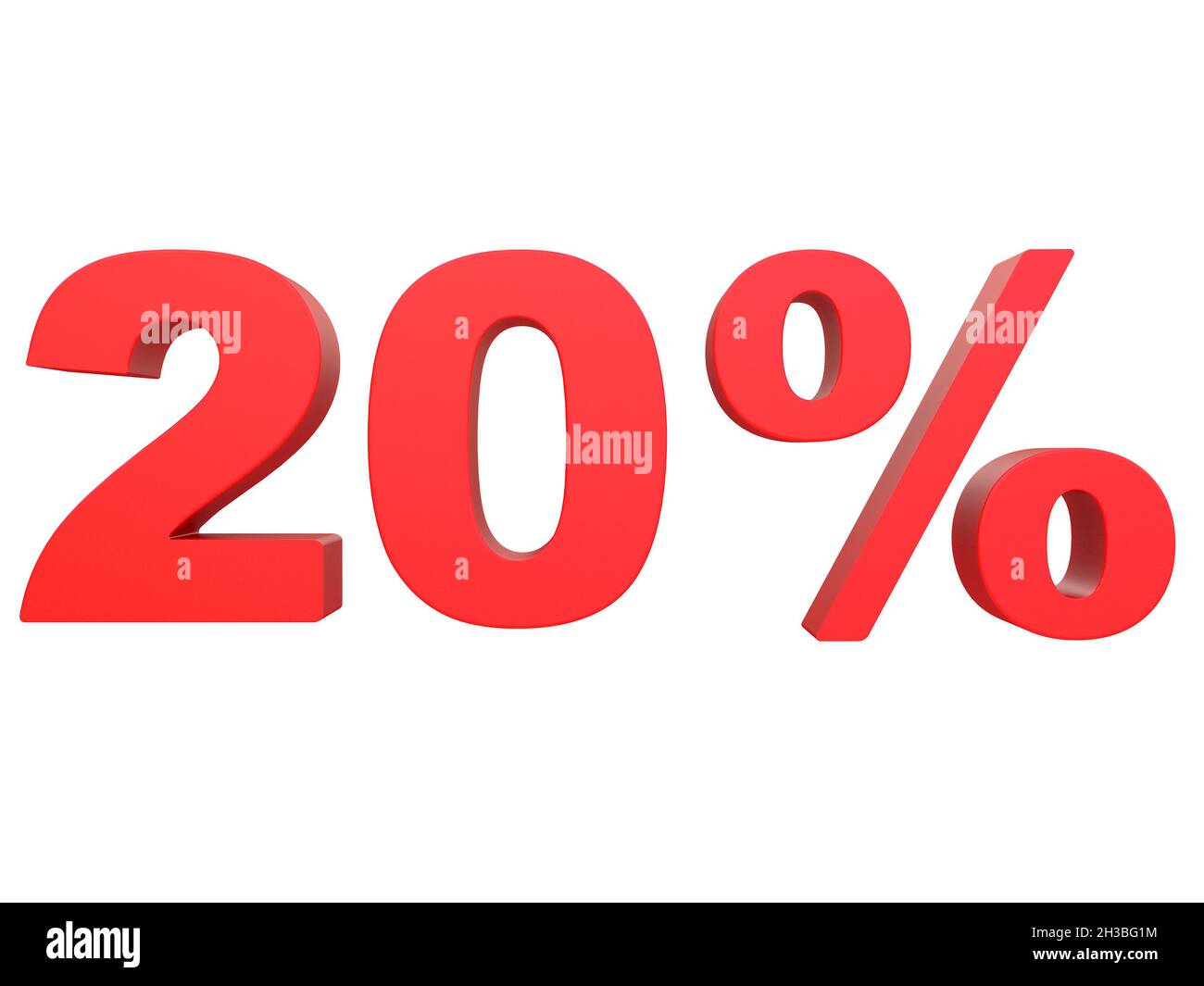 3D red 20 % isolated on a white background Stock Photo - Alamy