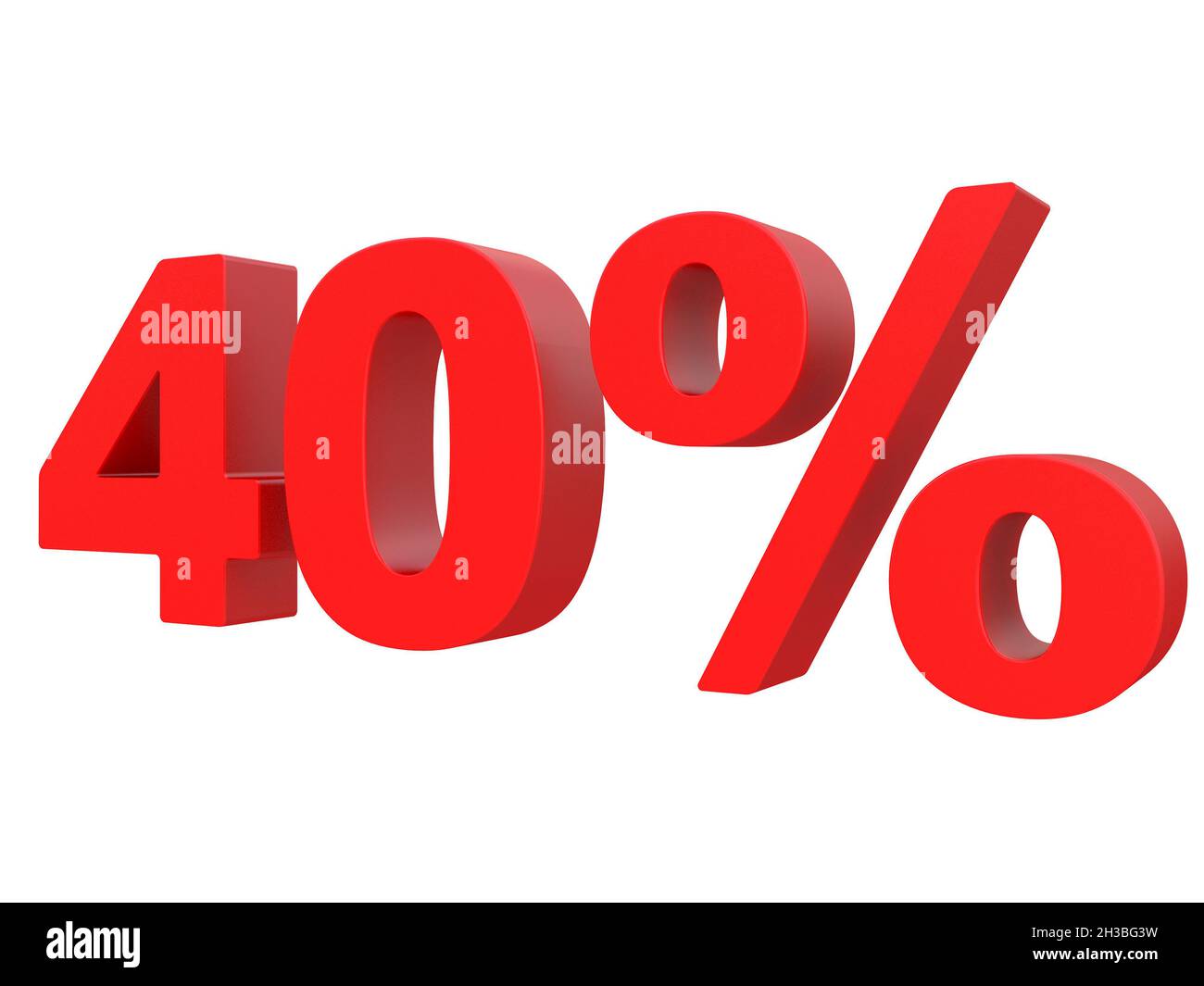3D red 40 % isolated on a white background Stock Photo - Alamy