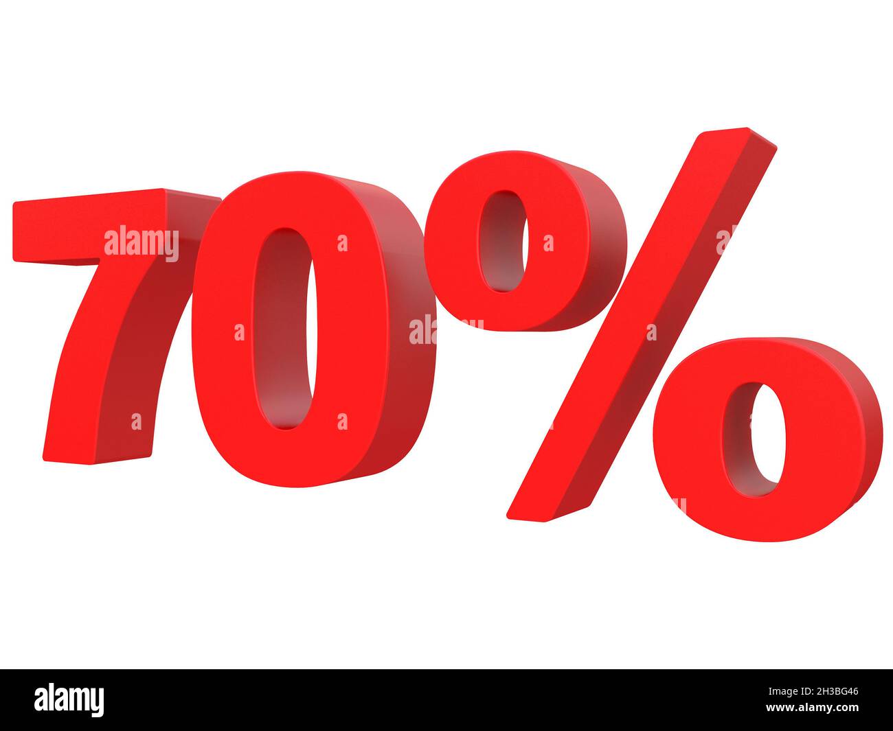 3D red 70 % isolated on a white background Stock Photo - Alamy