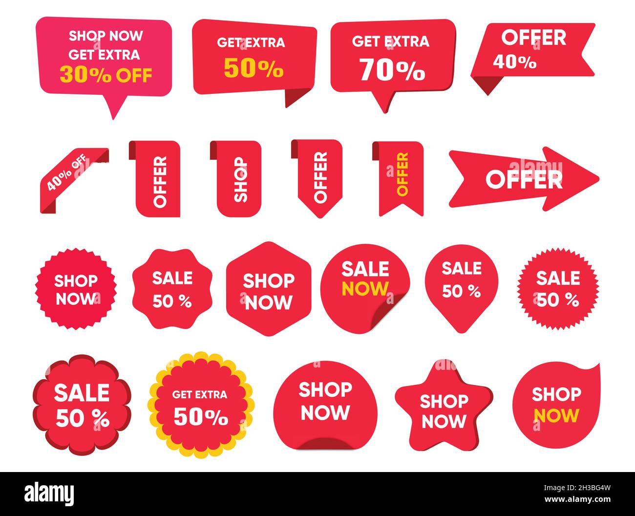 colored vector labels isolated on white background, new offers ...