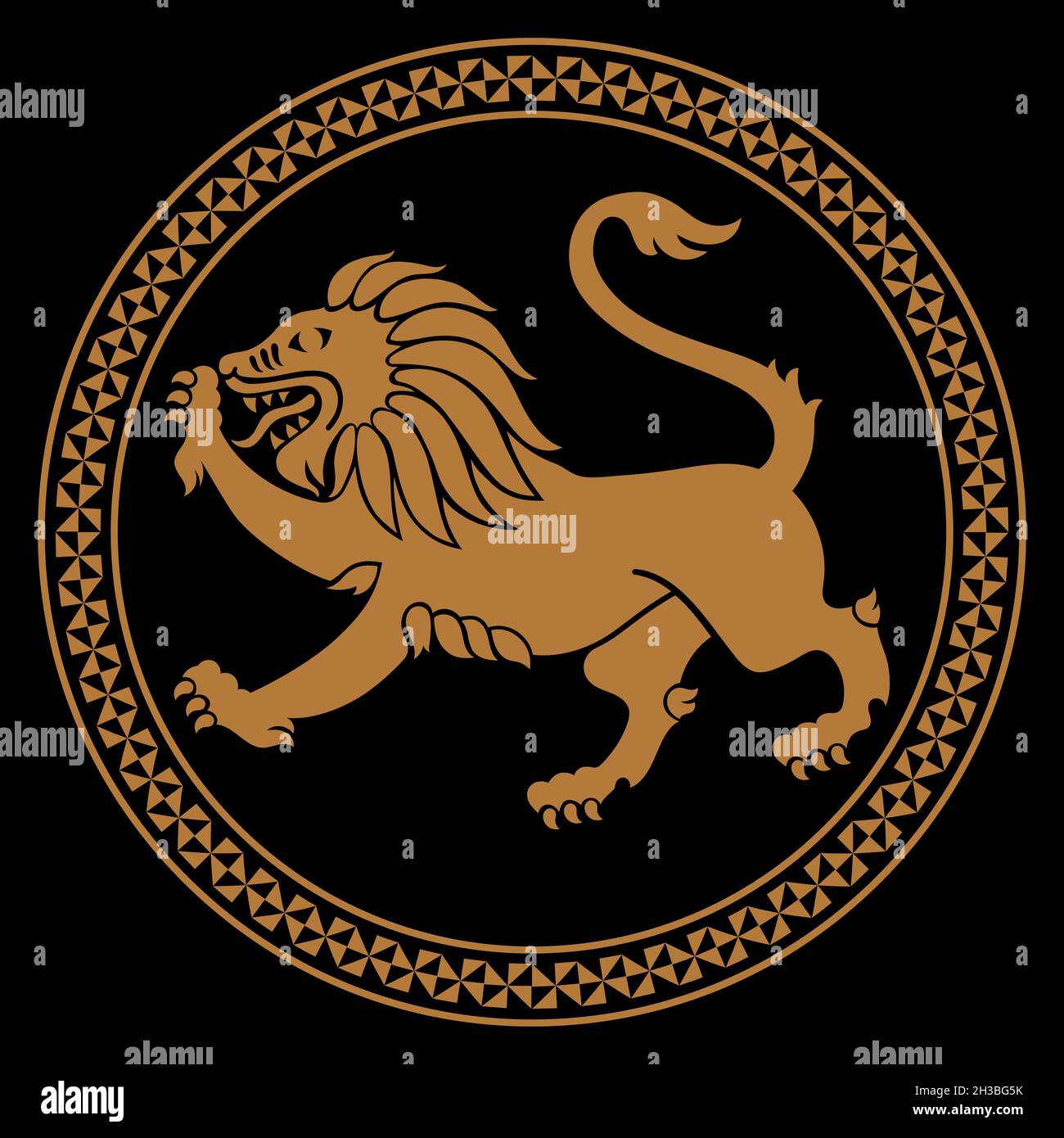 Ancient Greek design. The image of a lion in the ancient Greek style on ...