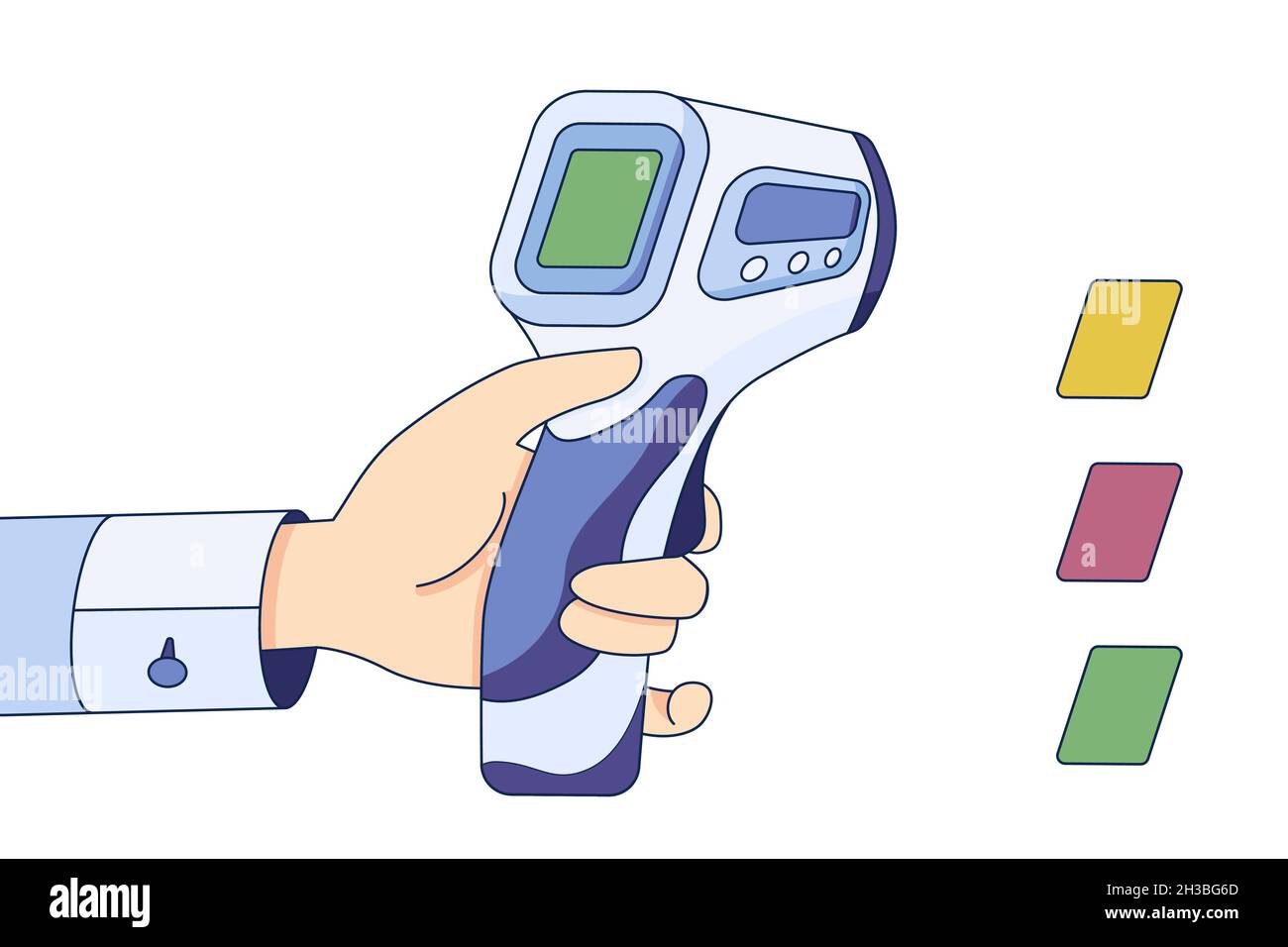 Doctor Hold Infrared Thermometer In Hand Body Temperature Check In A