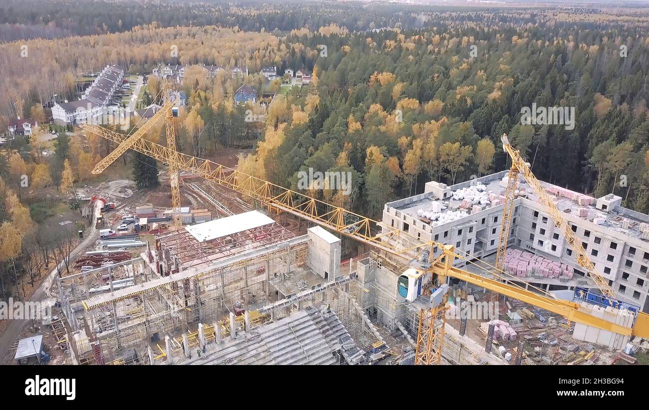 Top view see the construction site of Reinforced concrete high-rise ...