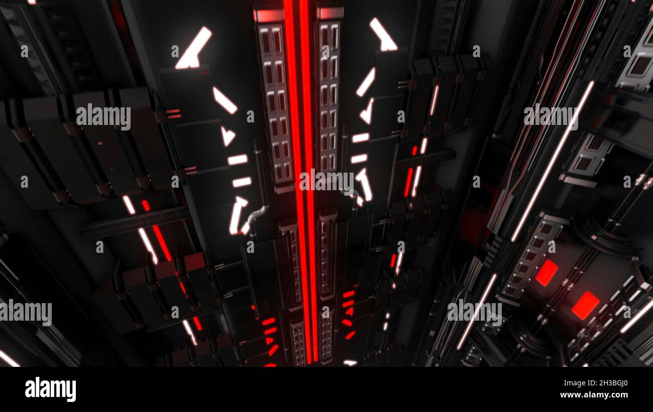 Abstract futuristic animation with technological tunnel, seamless loop. Animation. Flying ...