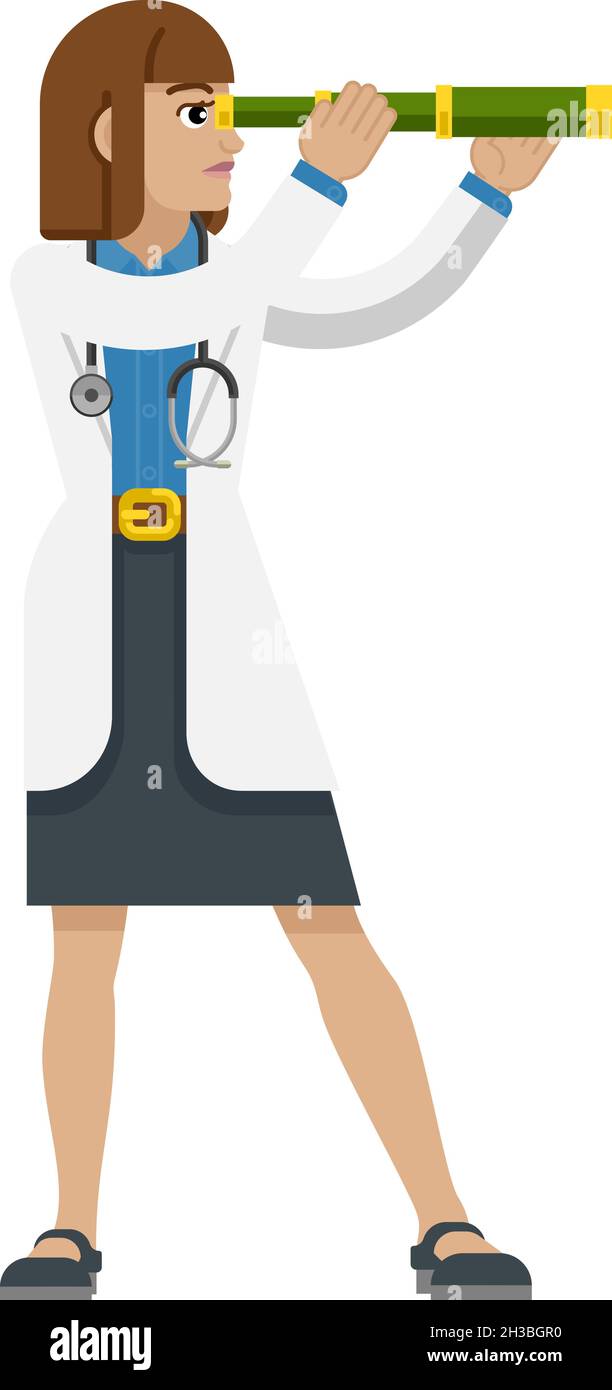 Looking through telescope woman Cut Out Stock Images & Pictures - Alamy