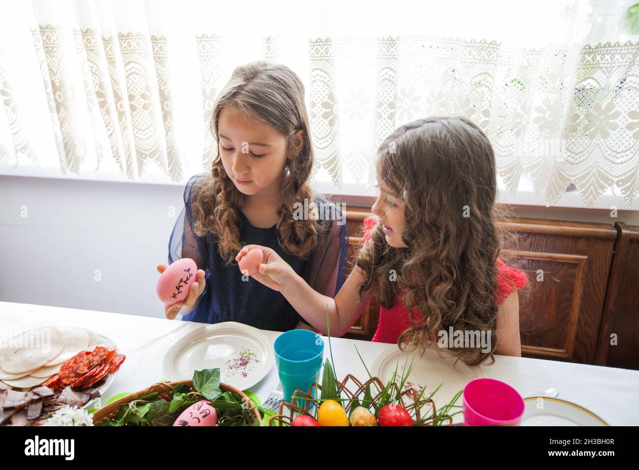 Traditional celebration of Orthodox Easter within the family, festive ...