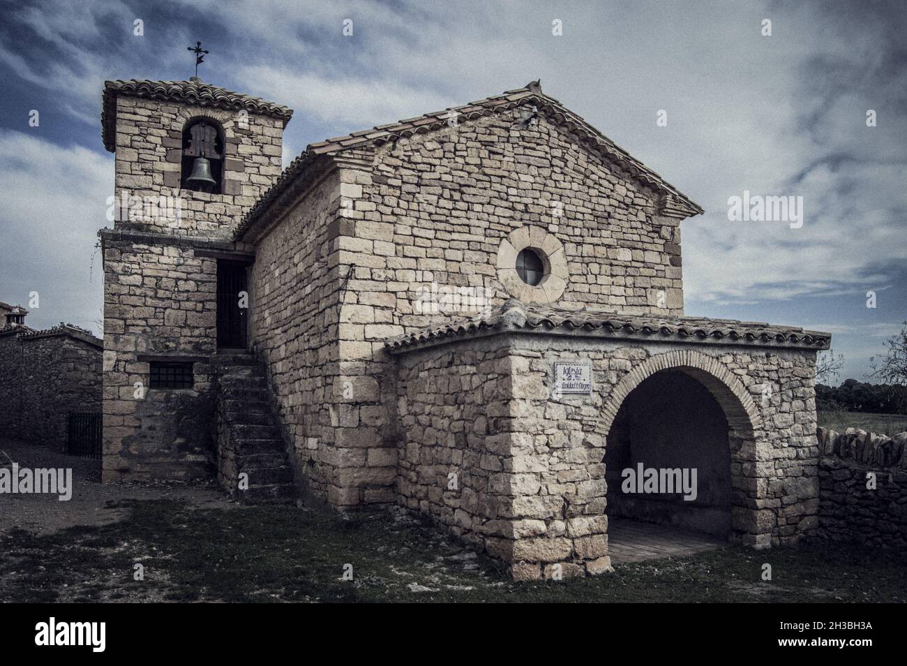 Beautiful shot of old houses under the cloudy skies Stock Photo - Alamy