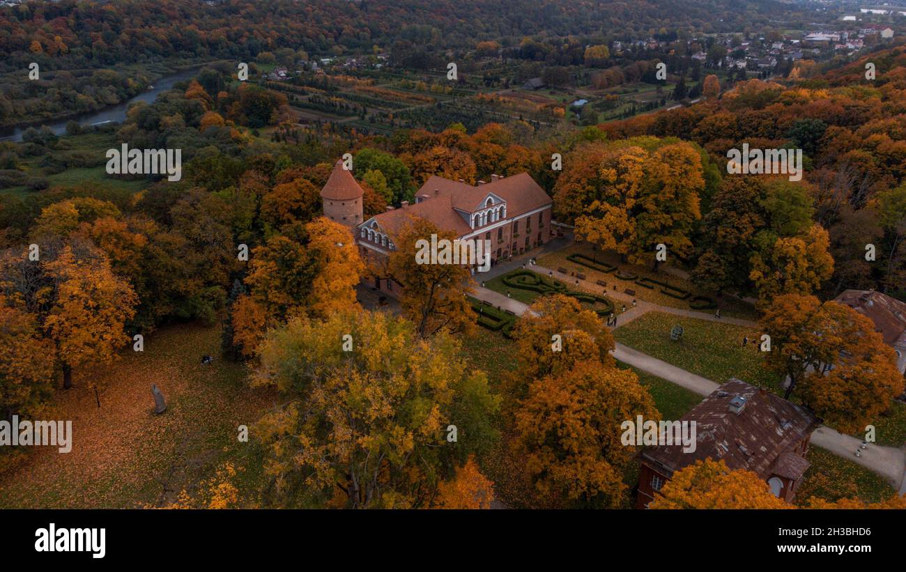 Aerial view of Raudondvaris manor in Lithuania near Kaunas Stock Photo ...