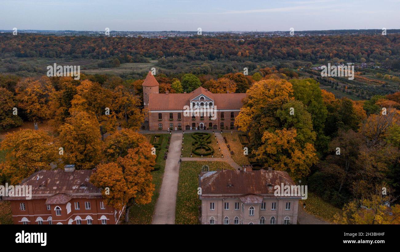 Aerial view of Raudondvaris manor in Lithuania near Kaunas Stock Photo ...