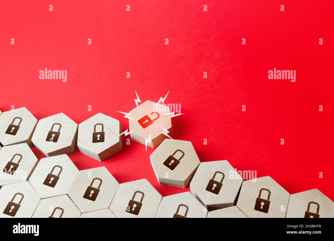 Security breach. Corporate data leakage. Hacker attack. Multilevel ...