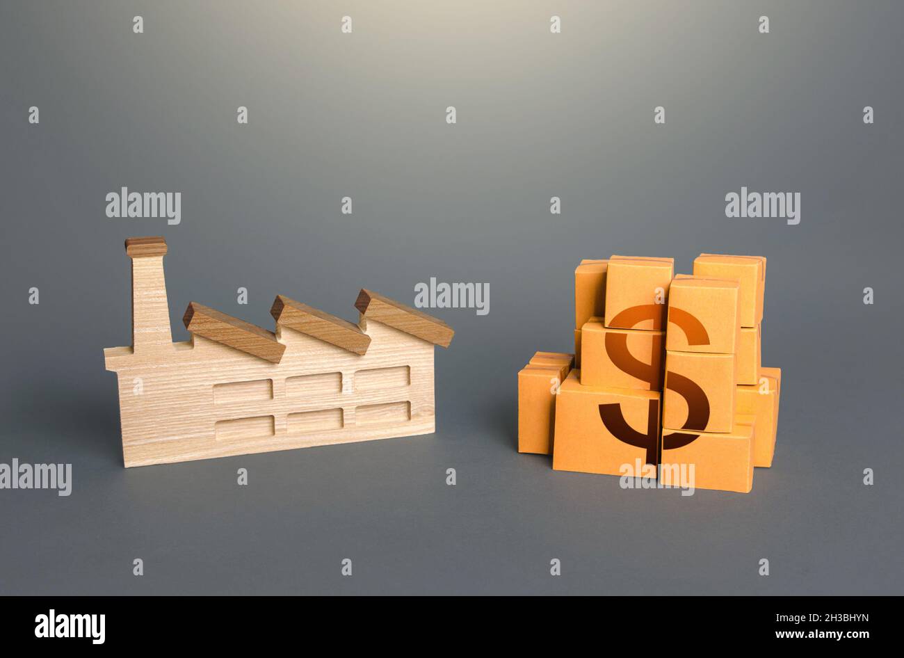 Industrial factory and product boxes. National economy, domestic ...