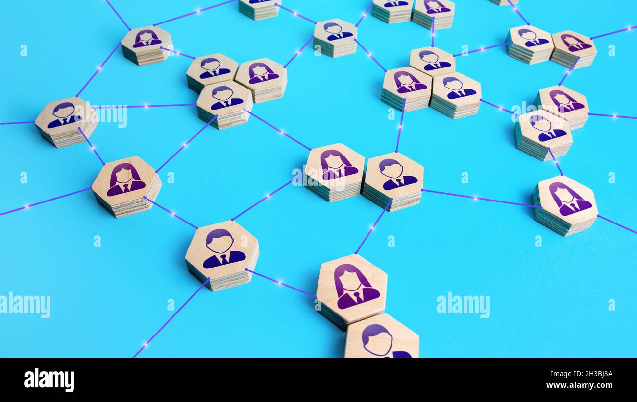 People connected in a global network. Cooperation and globalization ...