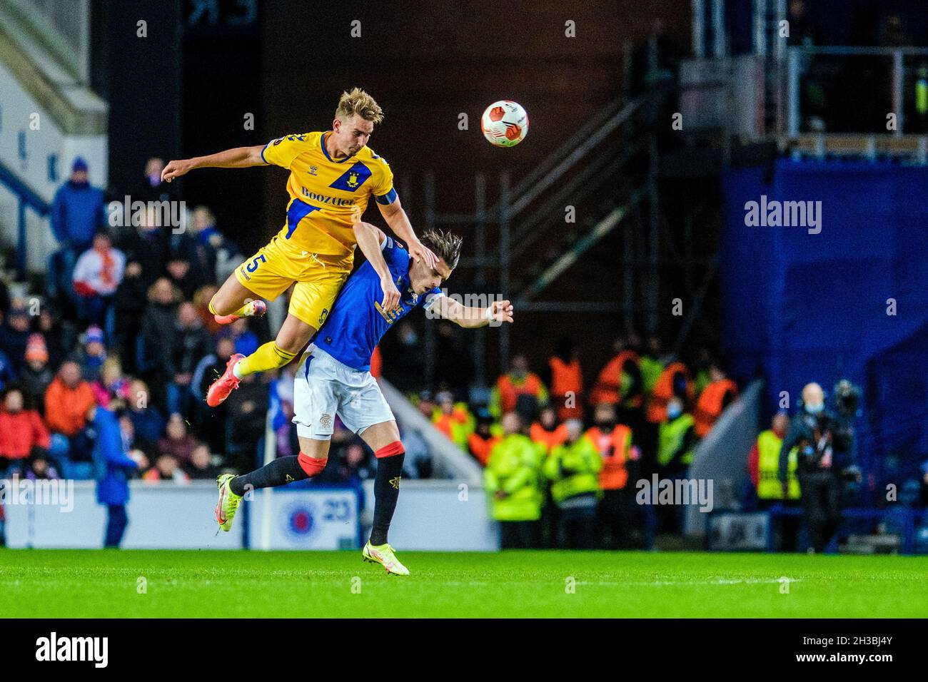 Glasgow, Scotland. 21st, October 2021. Andreas Maxso (5) of Broendby IF ...