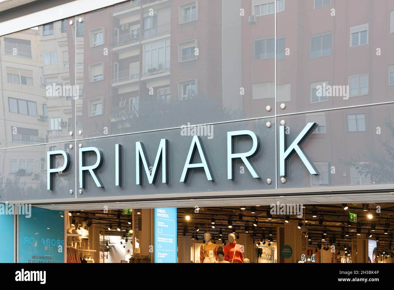 VALENCIA, SPAIN - OCTOBER 26, 2021: Primark is an Irish fast fashion ...