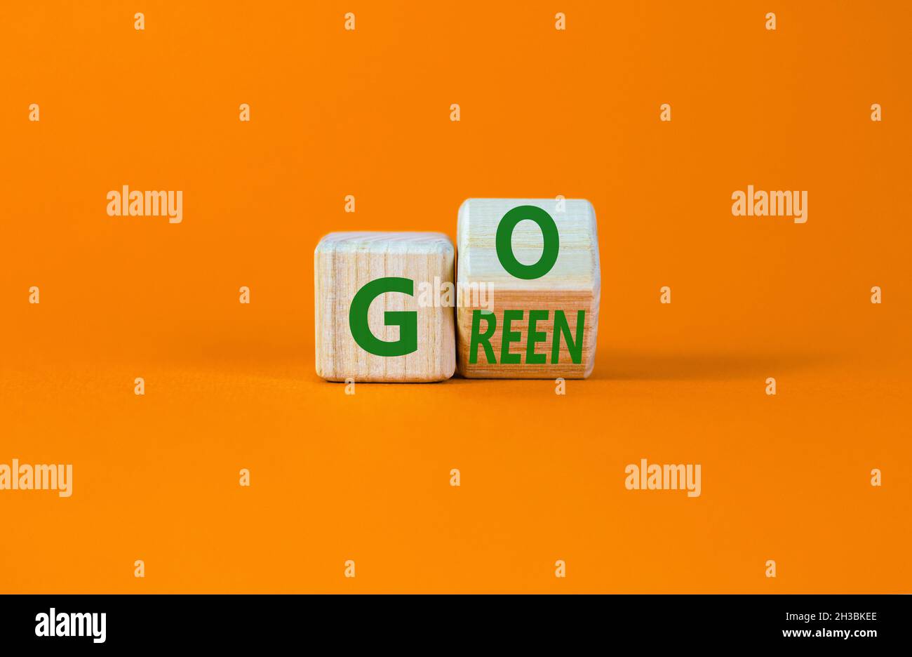 Ecology and go green symbol. Turned a wooden cube with concept words ...
