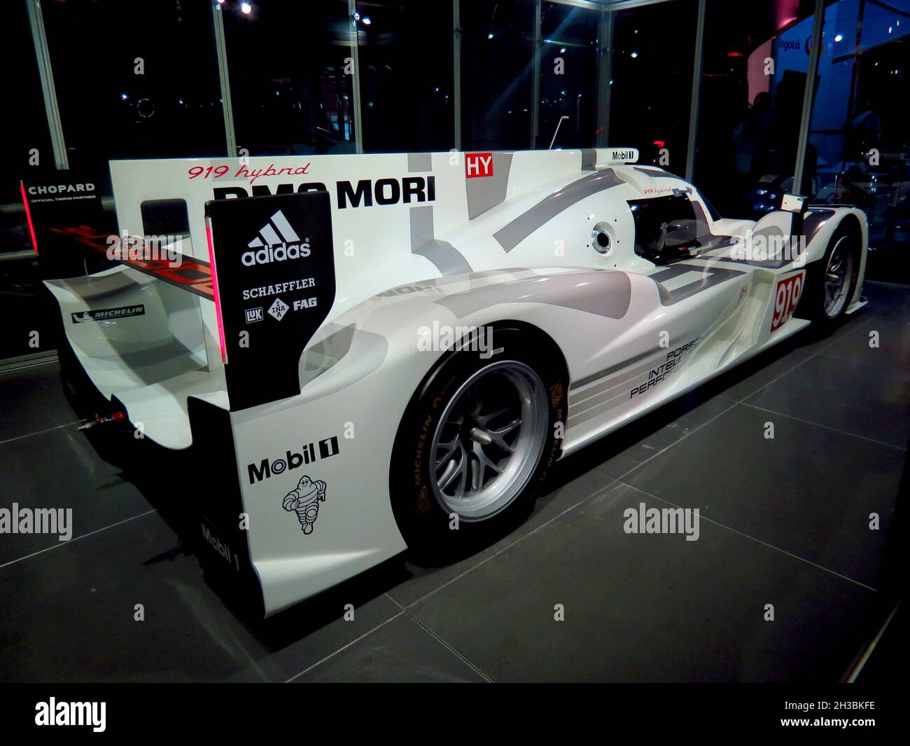 BOGOTA, COLOMBIA - May 31, 2018: A white racing car at a car exhibition ...