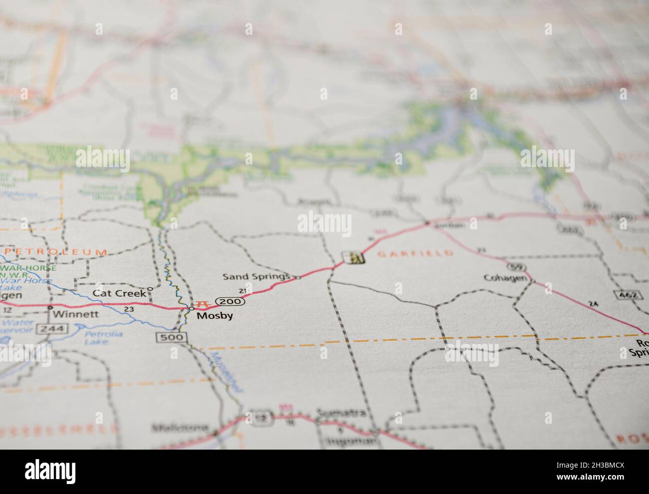 Map of the city of Mosby, MT Stock Photo - Alamy