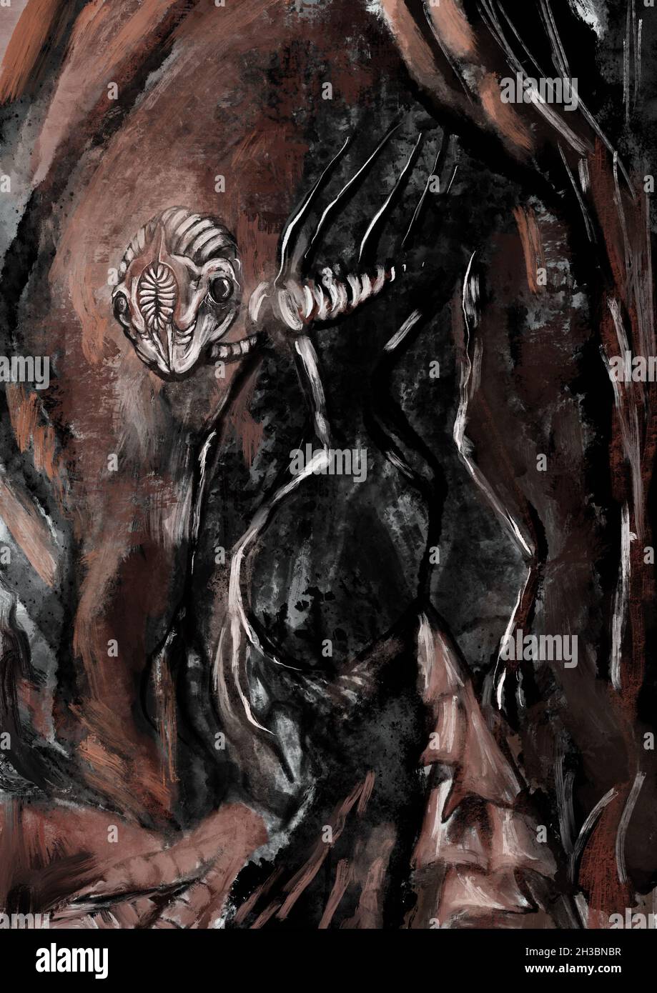 dark strange creature hand painted illustration Stock Photo - Alamy