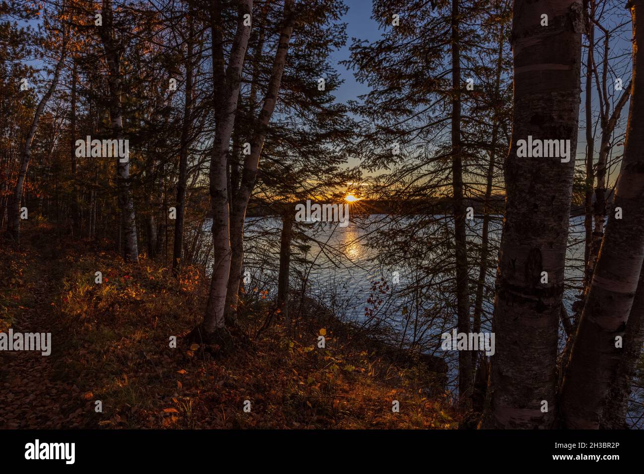 Sunset along the shore of Black Lake in northern Wisconsin Stock Photo ...