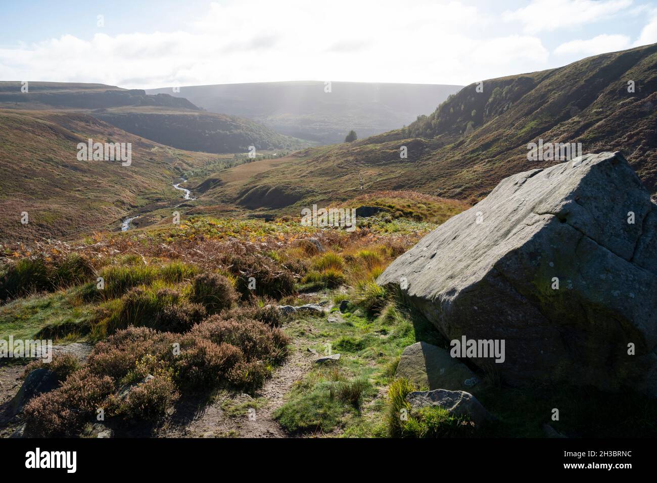 The Pennine Way at Crowden in North Derbyshire on a beautiful autumn ...