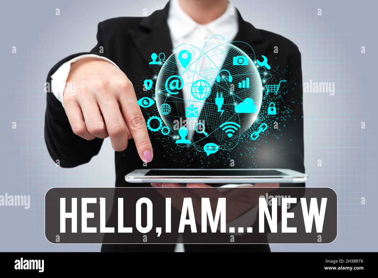 Text sign showing Hello I Am New. Conceptual photo used greeting or ...