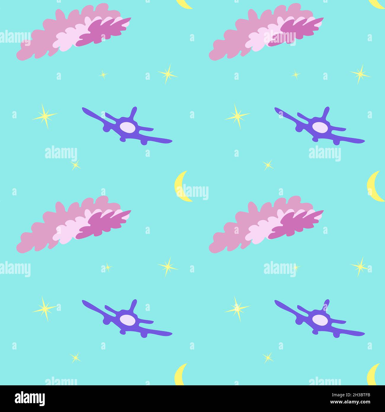 Seamless pattern moon clouds Stock Vector Images - Alamy