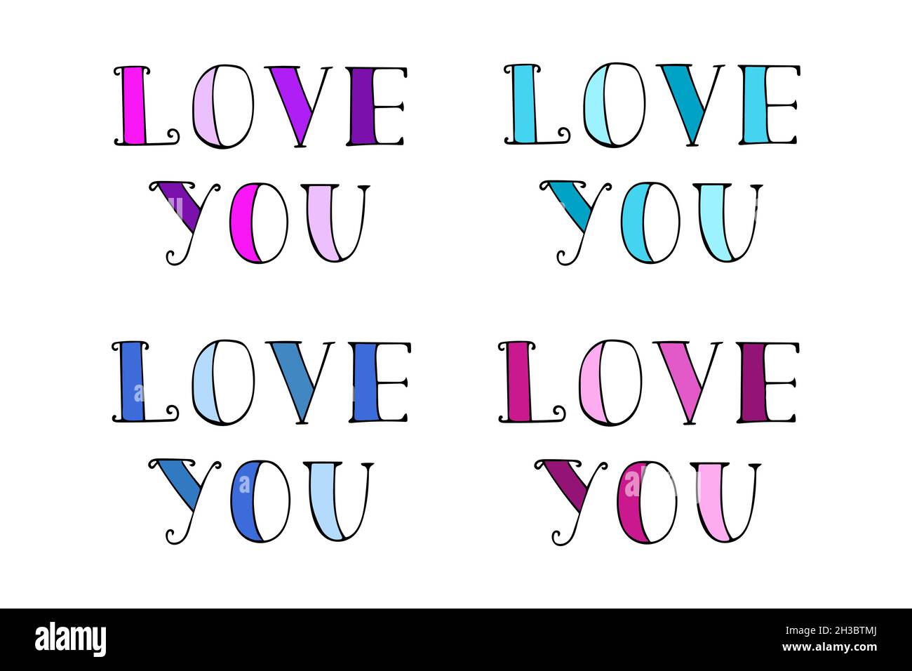 Lettering For Happy Valentines Day Handwritten Phrase Love You Vector