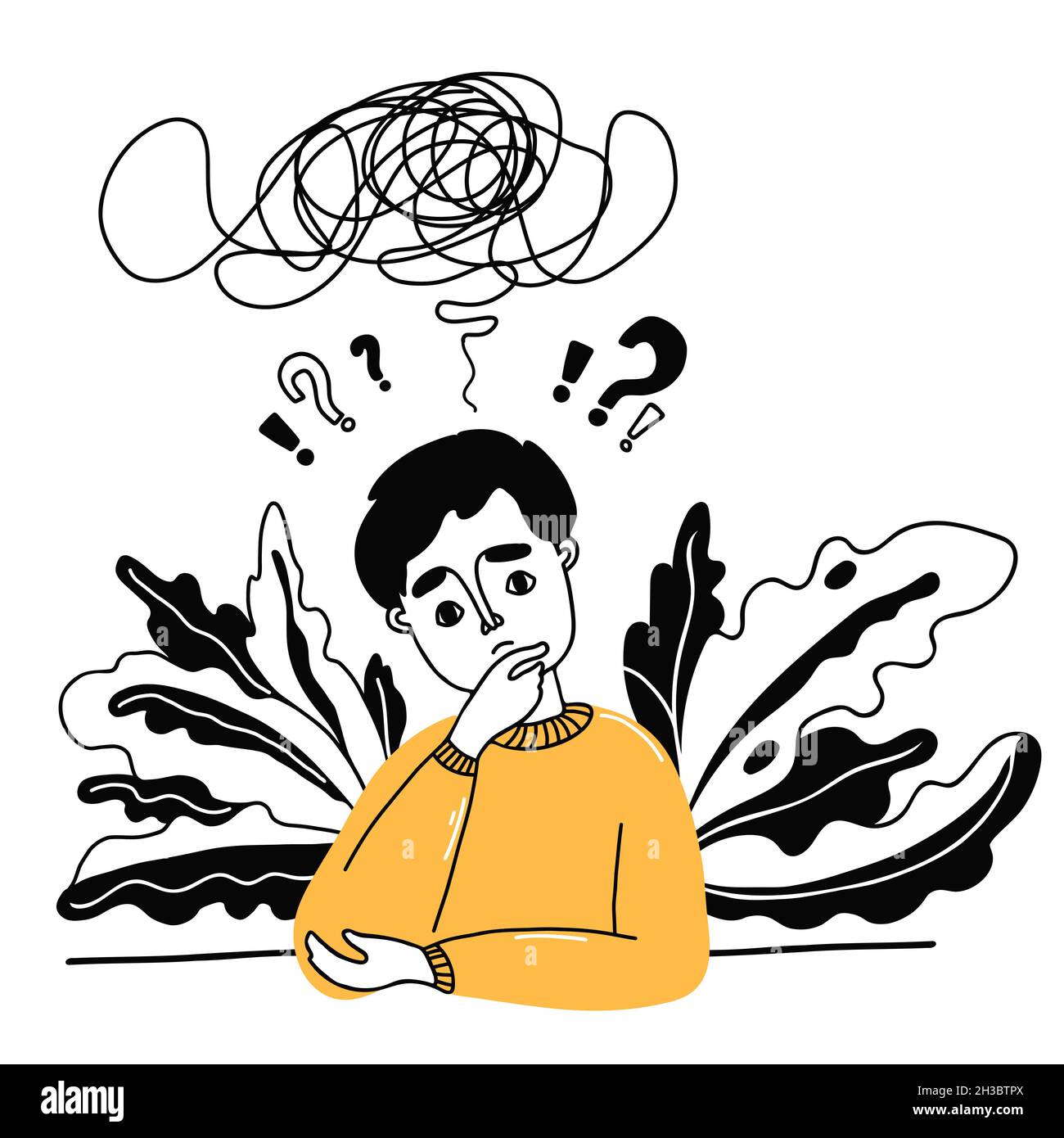 Portrait of thoughtful man. Pensive or thinking young man. Doubts ...