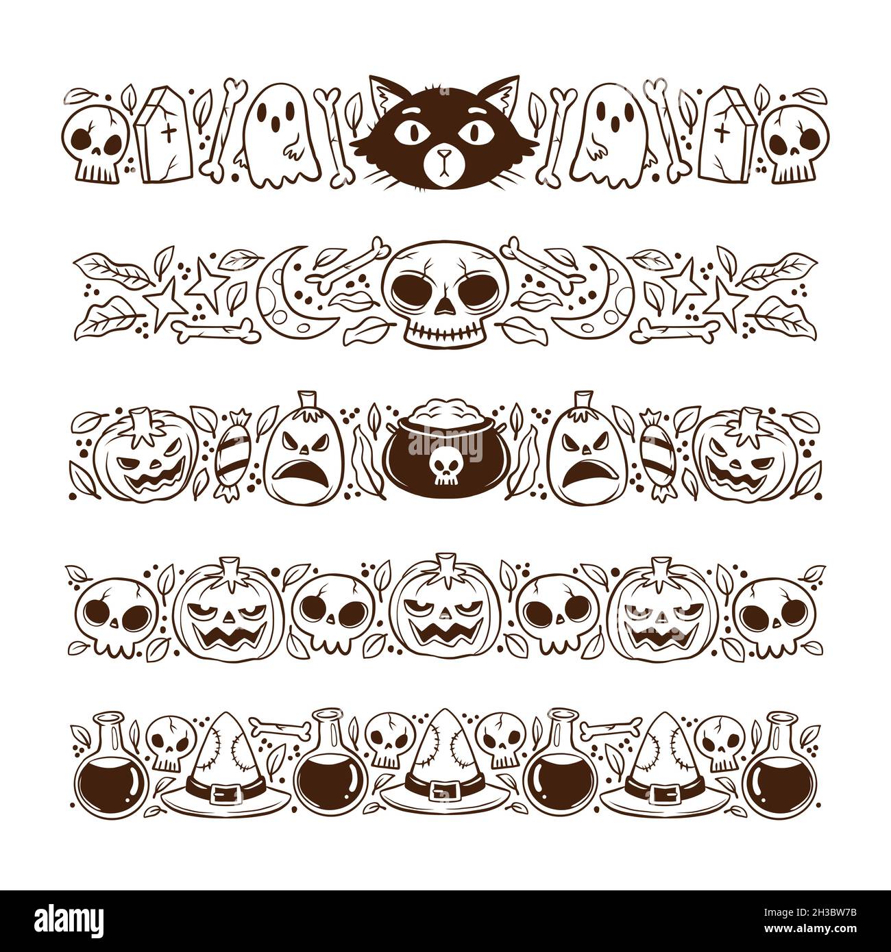 halloween border collection design vector illustration Stock Vector ...