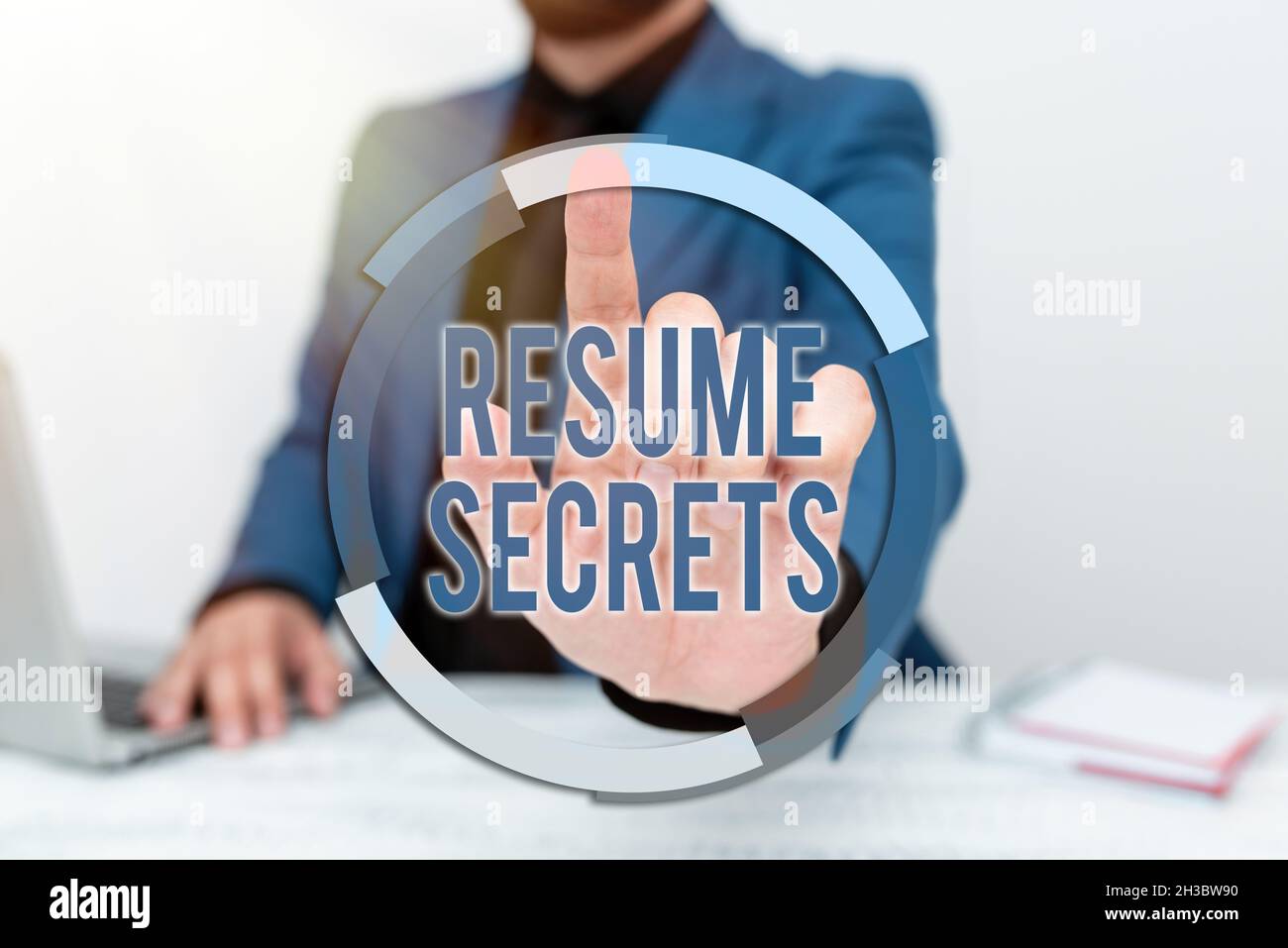 Conceptual caption Resume Secrets. Business showcase Tips on making ...