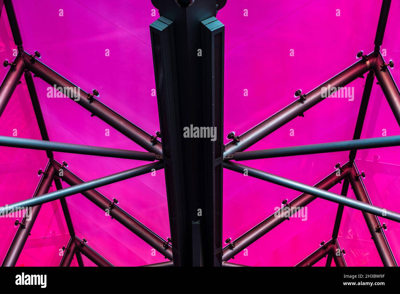 Magenta color structure as abstract background in an entrance of an ...