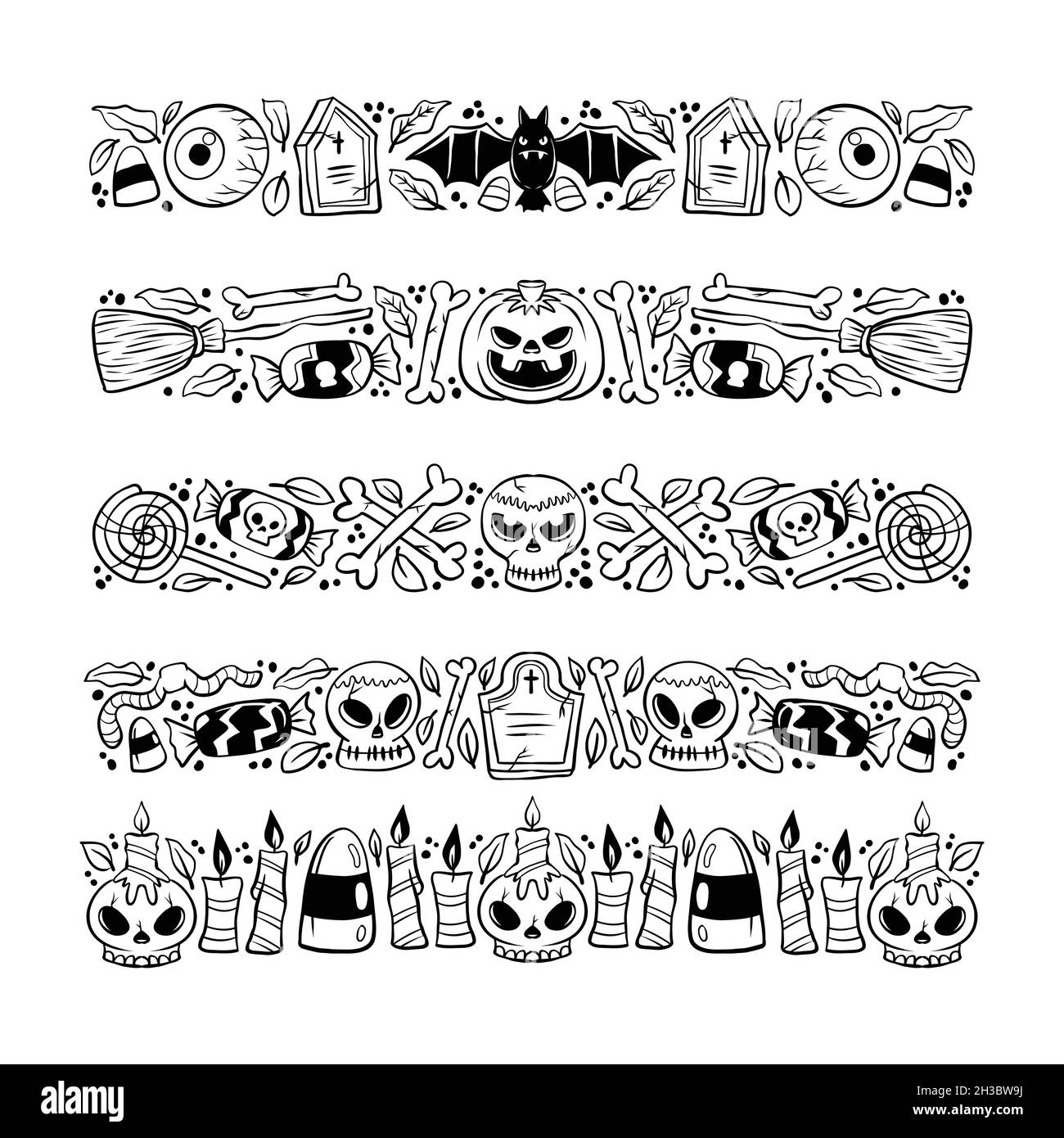 halloween border collection concept design vector illustration Stock ...