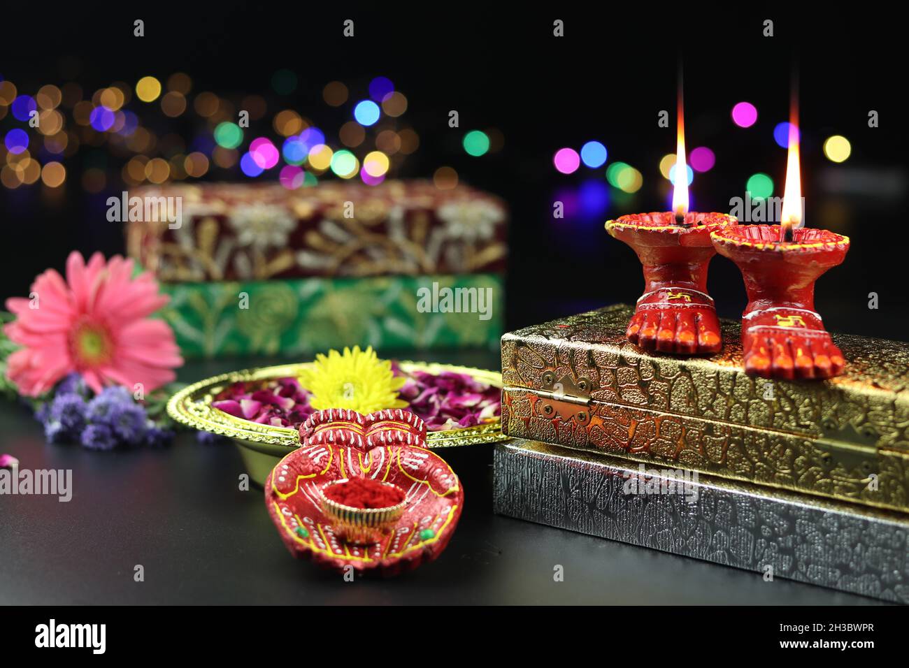 Clay Lamp Known As Diya, Deep, Diyo, Deepa Or Deepam WIth Goddess Feet ...