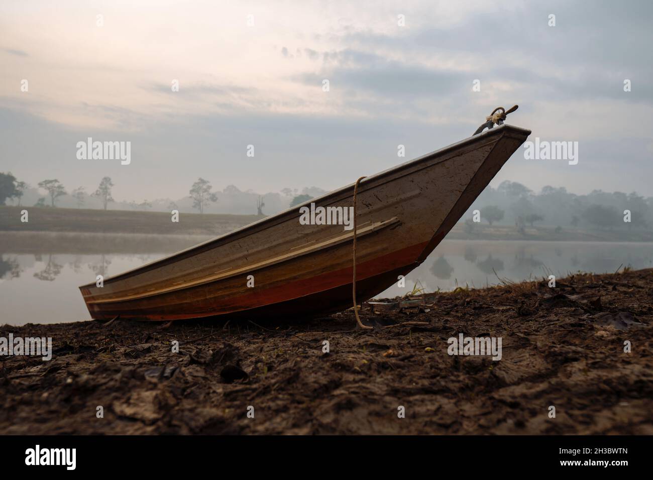 Boat on the river. Morning on the Amazon river Stock Photo - Alamy