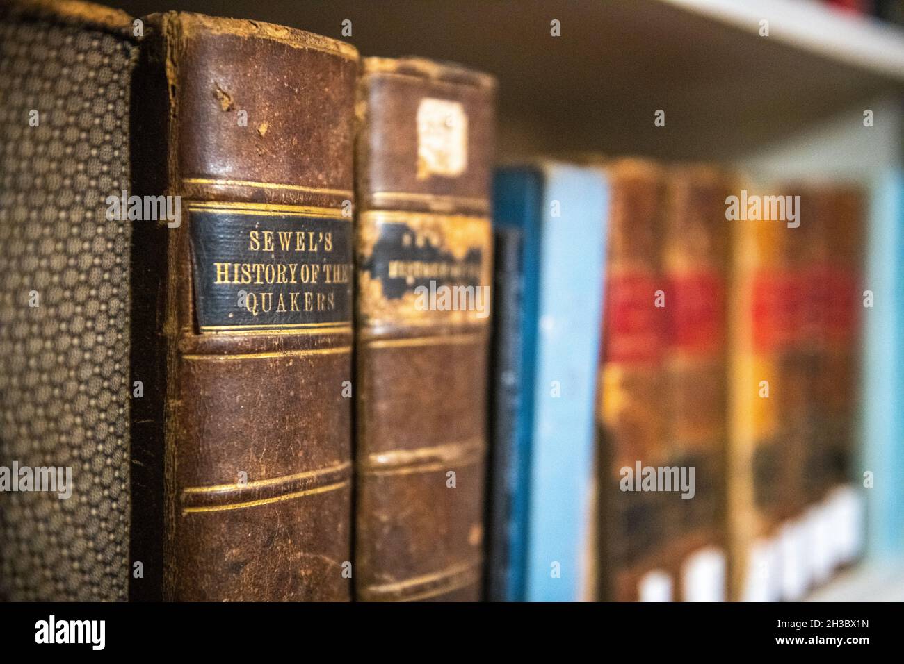 Old books in library at Little Falls Friends Meeting - Quaker meeting ...