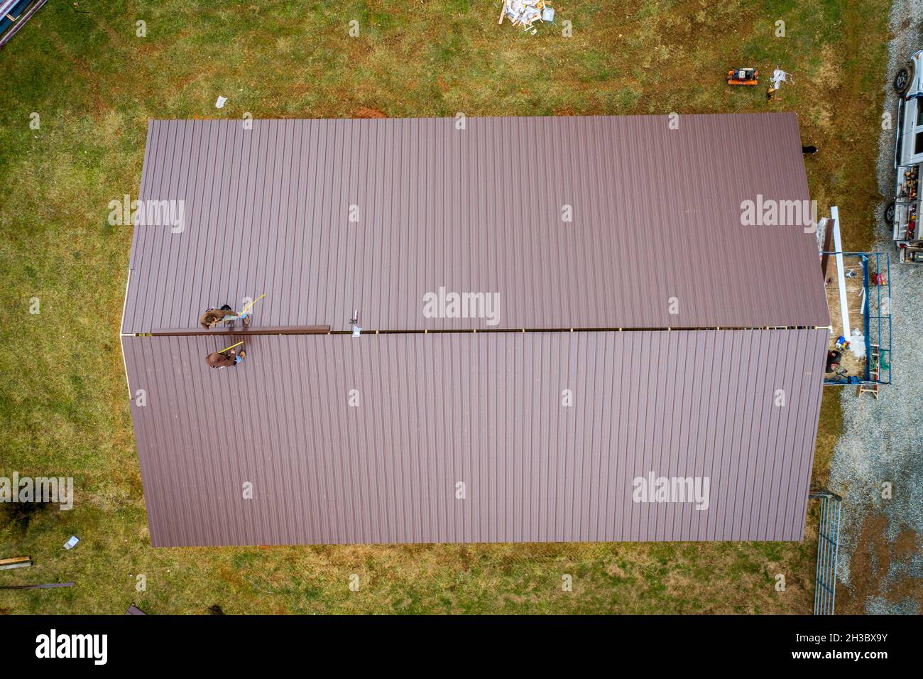Pole Barn construction on farm in Harford County Maryland Stock Photo ...