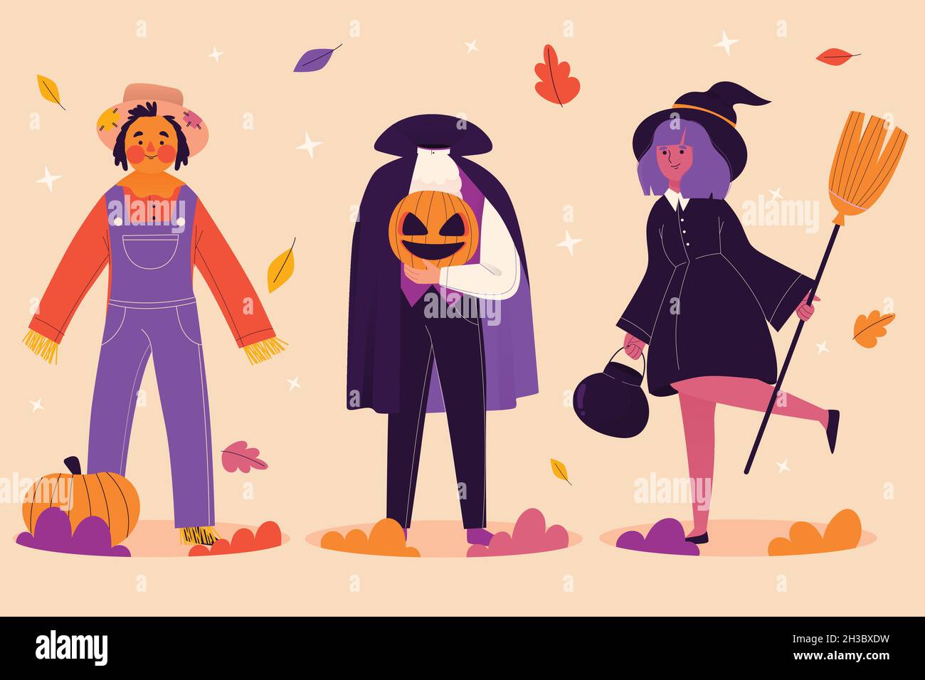 hand drawn halloween character collection design vector illustration ...