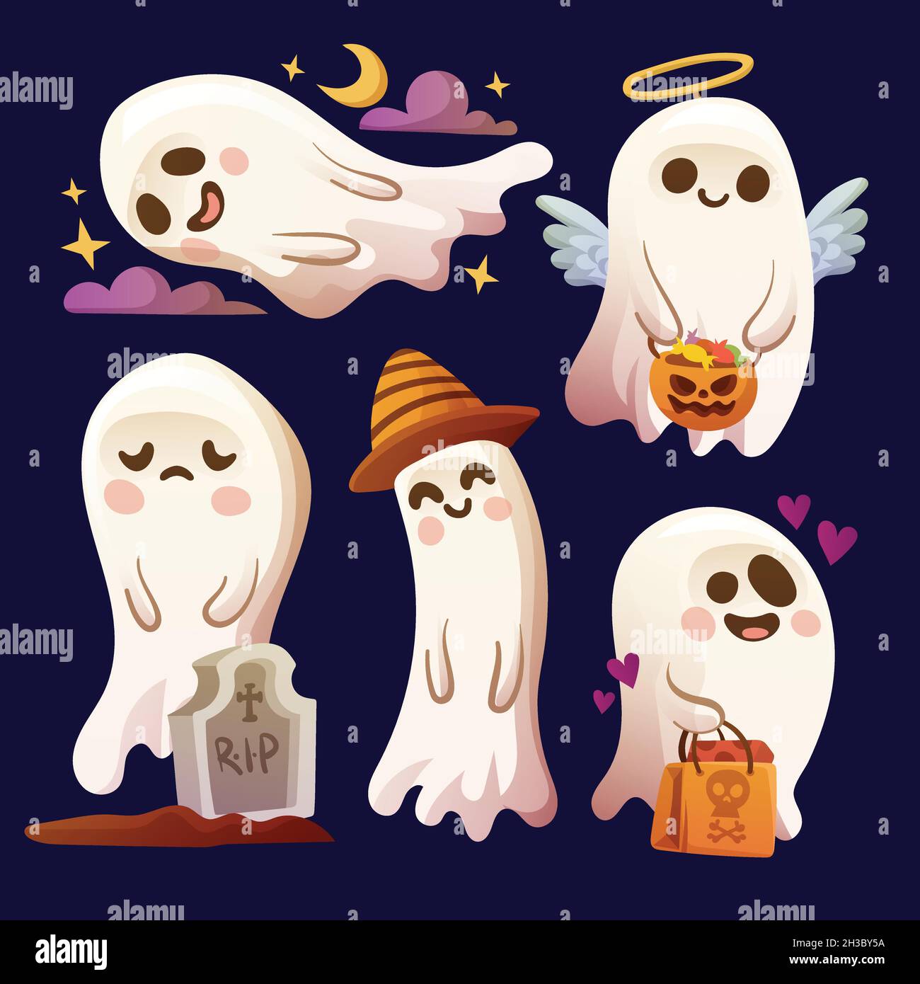 halloween ghost collection design vector illustration Stock Vector ...