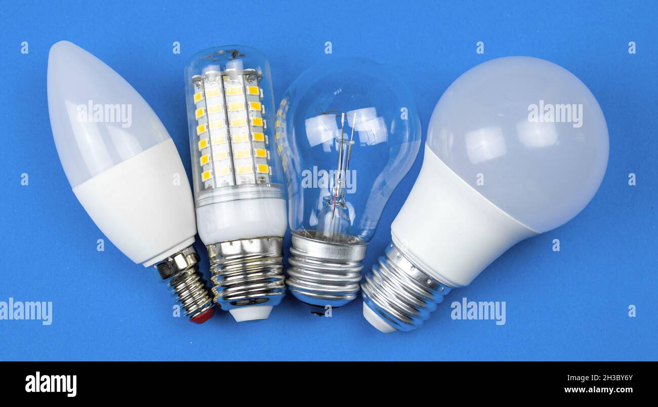 New And Old Light Bulbs New And Old LED Light Bulbs Together, Blue