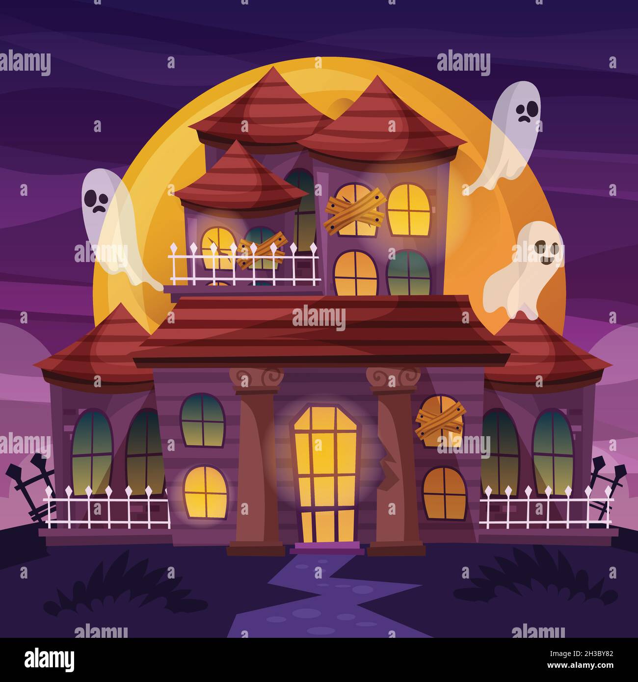 hand drawn halloween house design vector illustration Stock Vector ...