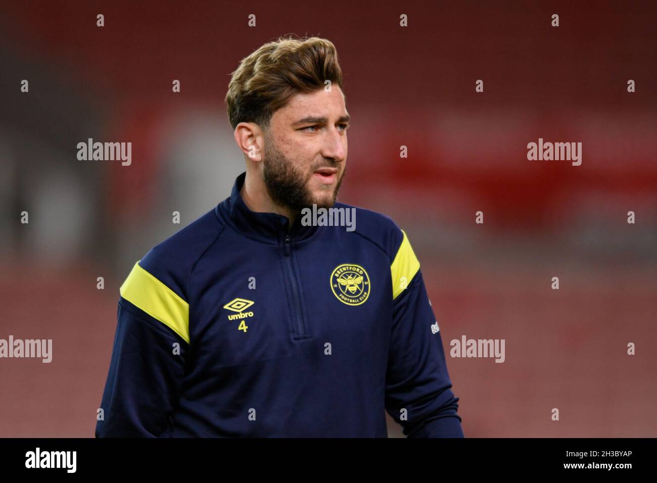 Charlie Goode #4 of Brentford warming up before the game Stock Photo ...