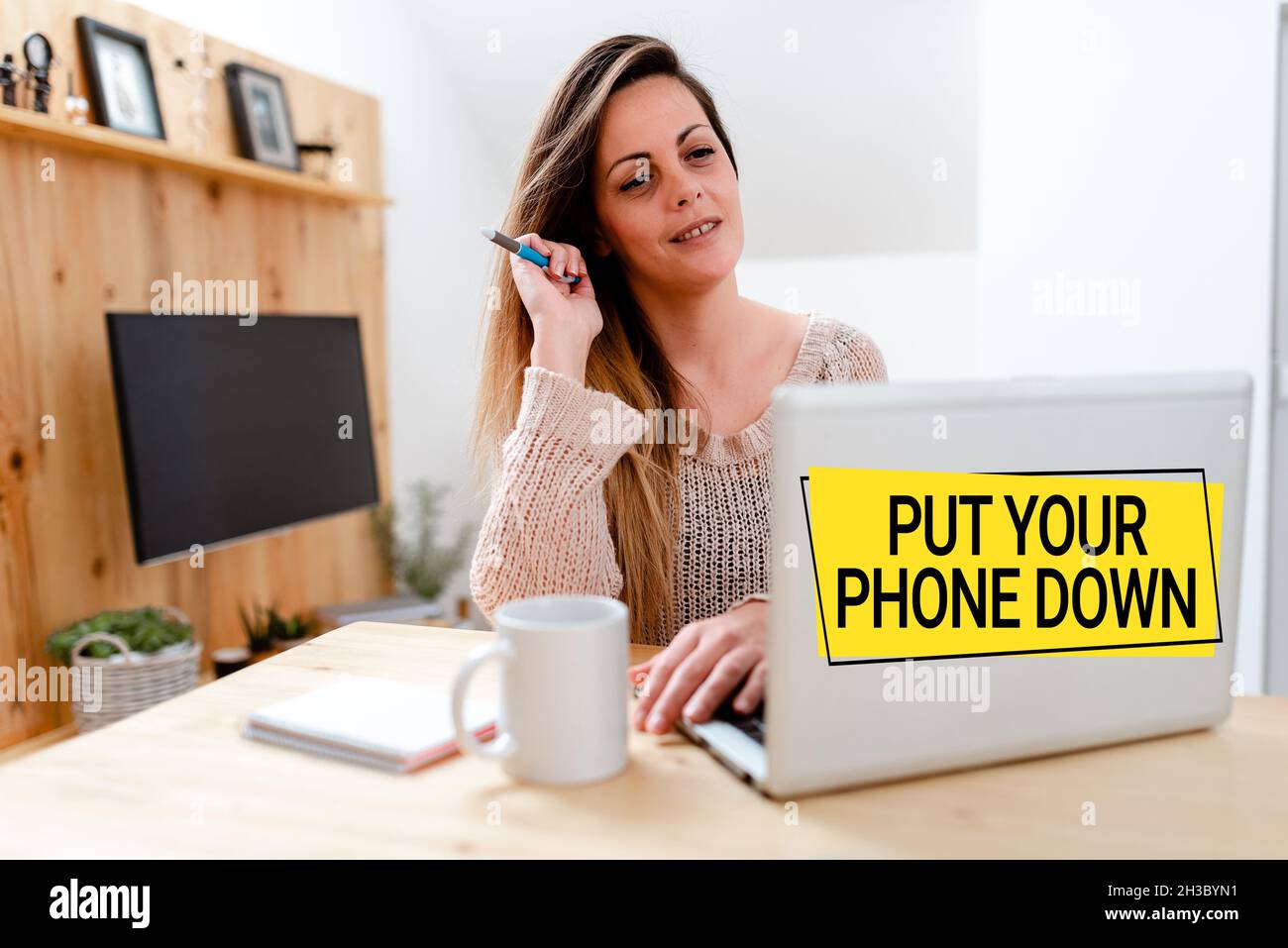 Conceptual display Put Your Phone Down. Business concept end telephone ...