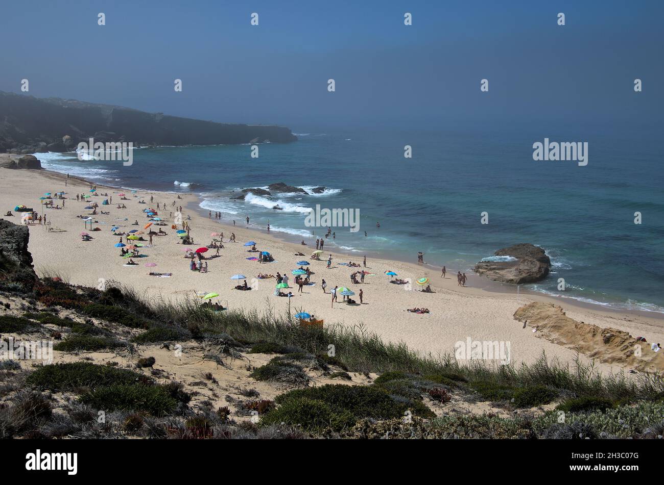 Malhao beach overview in Vila Nova de Milfontes. Alentejo, Portugal ...