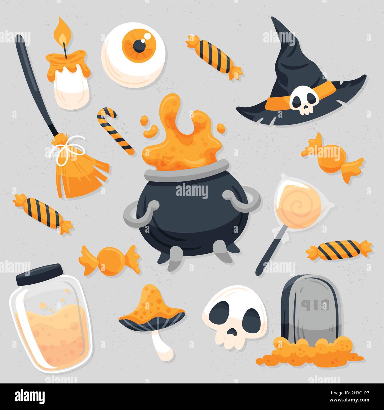 halloween element pack drawn design vector illustration Stock Vector ...