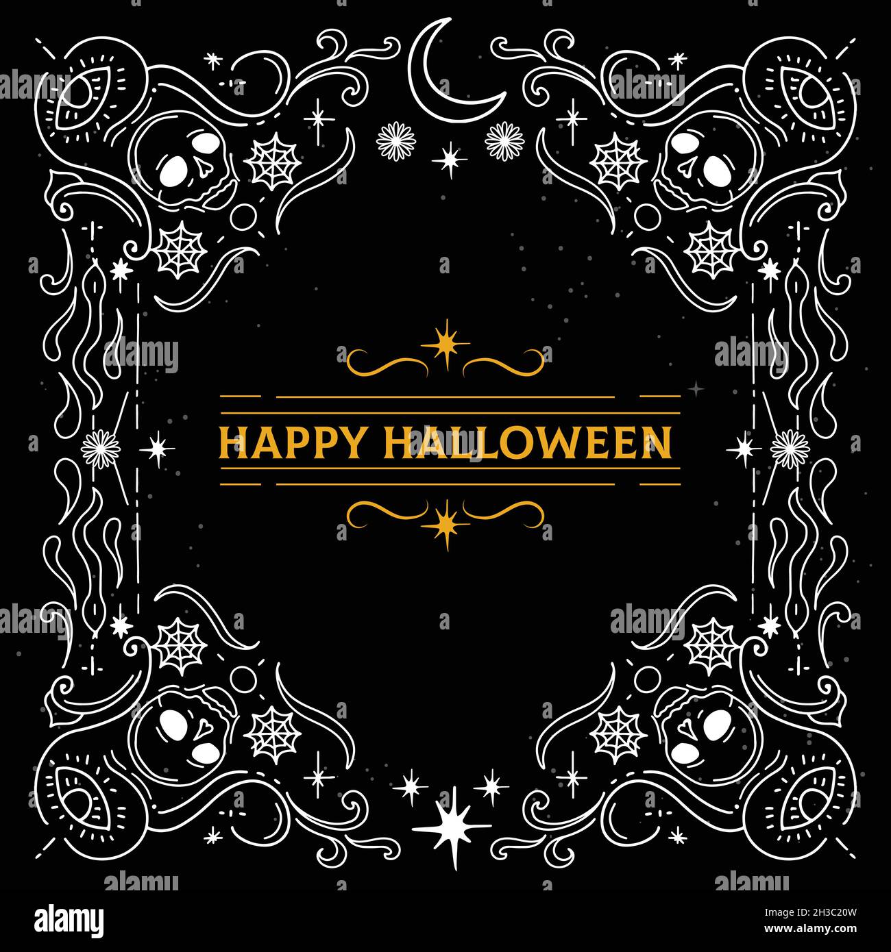 hand drawn halloween frame design vector illustration Stock Vector ...
