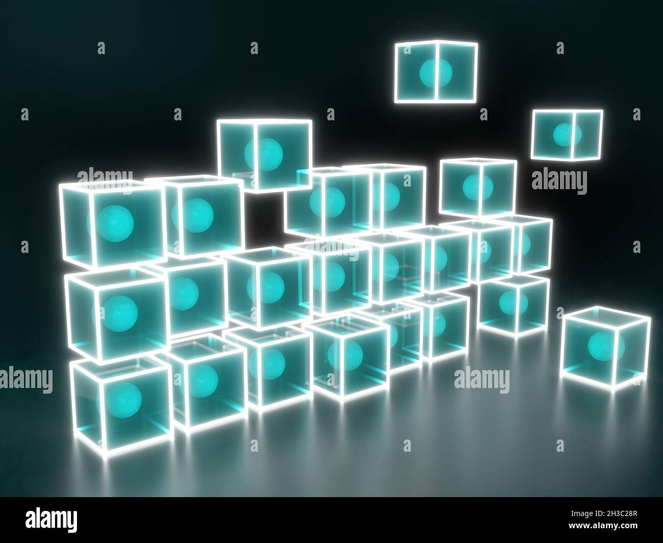 Blockchain blocks being put in place Stock Photo - Alamy