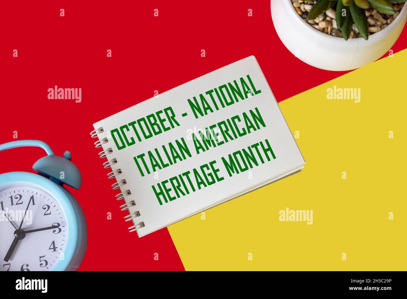 October - National Italian American Heritage Month, text on notepad and ...